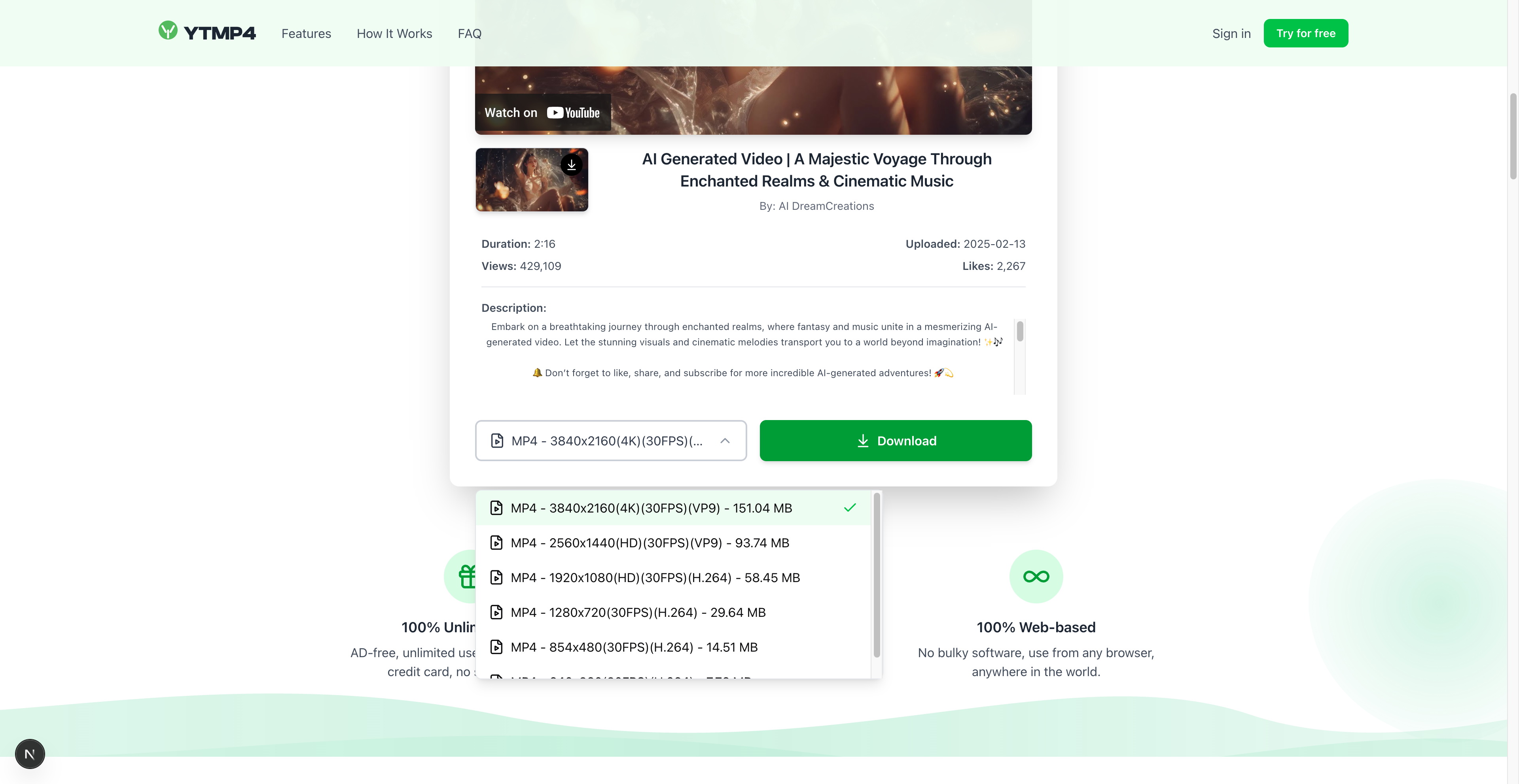 Coolest YouTube to MP4 Converter - YTMP4